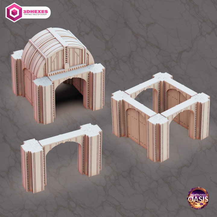 3D Printable Monumental Modular Temple Set by 3DHexes
