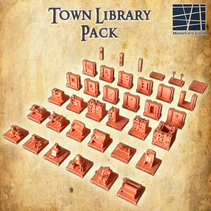 3D Printable Town Library - Tabletop Terrain - 28 MM by MiniatureLand