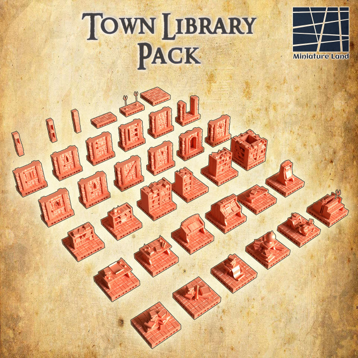 3D Printable Town Library - Tabletop Terrain - 28 MM by MiniatureLand