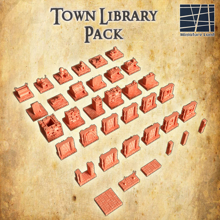 3D Printable Town Library - Tabletop Terrain - 28 MM by MiniatureLand