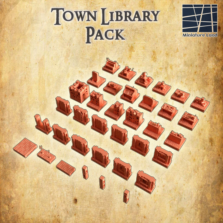 3D Printable Town Library - Tabletop Terrain - 28 MM by MiniatureLand