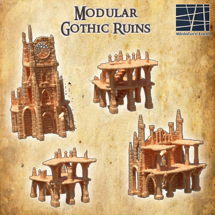3D Printable Modular Gothic Ruins - Tabletop Terrain - 28 MM by ...