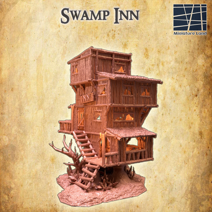 3D Printable Swamp Inn - Tabletop Terrain - 28 MM by MiniatureLand