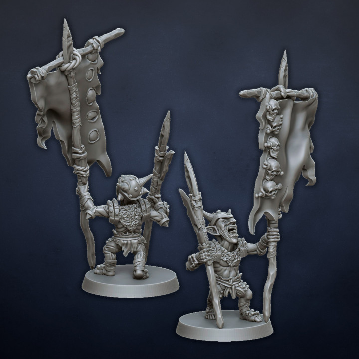3D Printable Goblin Rabble (Command Group) by Dragon's Lake Miniaturas