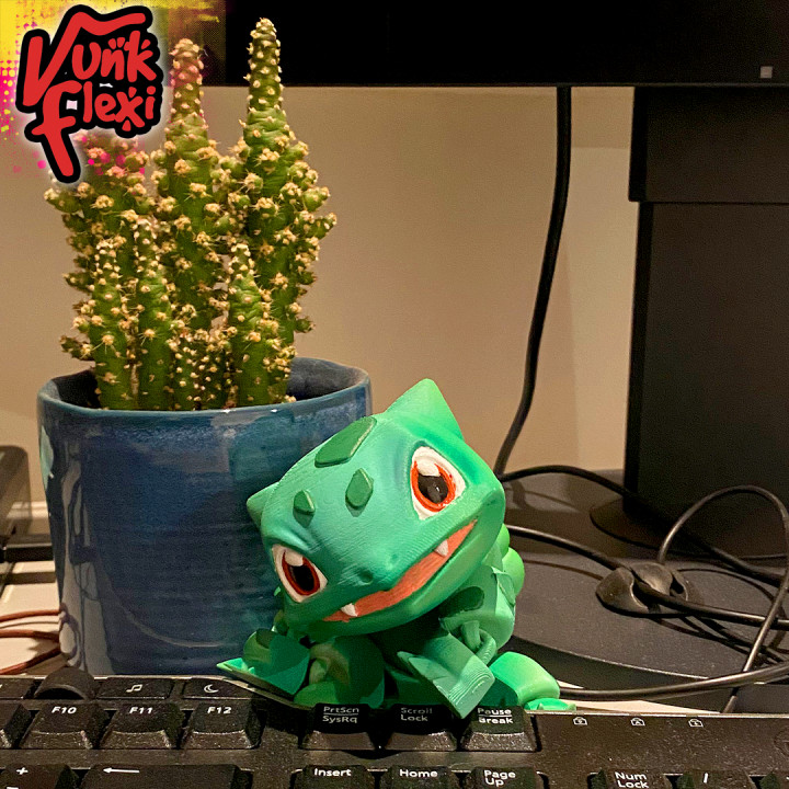 3D Printable Pokemon Bulbasaur Flexi Print-In-Place + figure & keychain ...