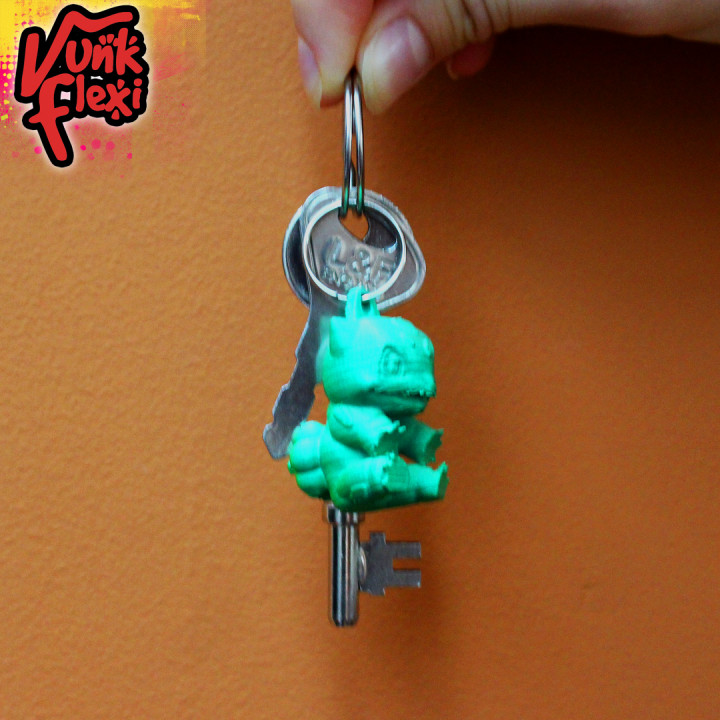 3D Printable Pokemon Bulbasaur Flexi Print-In-Place + figure & keychain ...