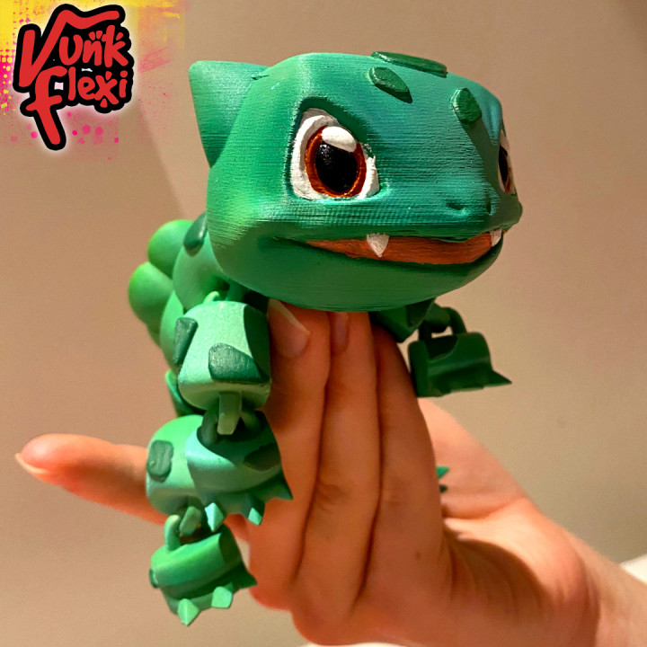 3D Printable Pokemon Bulbasaur Flexi Print-In-Place + figure & keychain ...