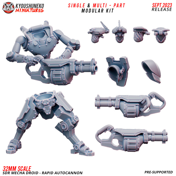 3D Printable SDR Mecha Droid Autocannon by Kyoushuneko Miniatures