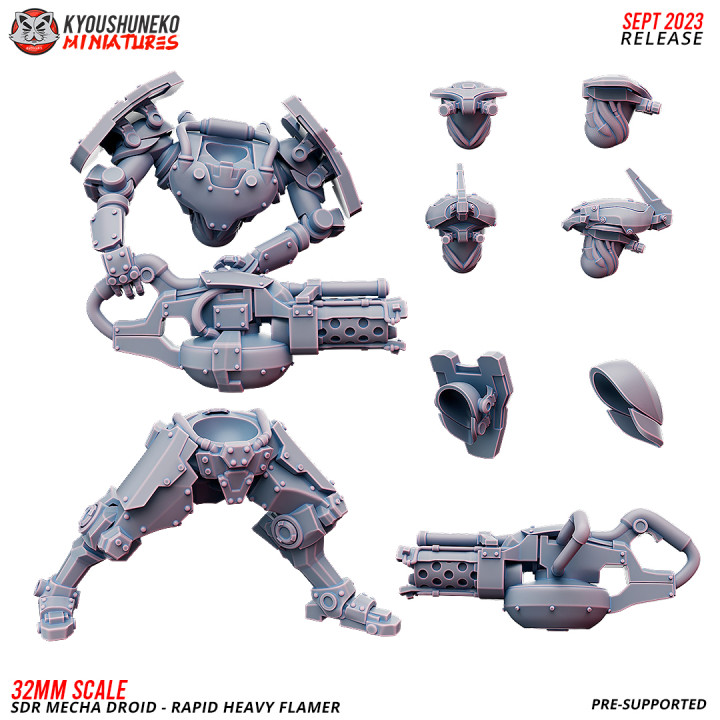 3D Printable SDR Mecha Droid Rapid Heavy Flamer by Kyoushuneko Miniatures