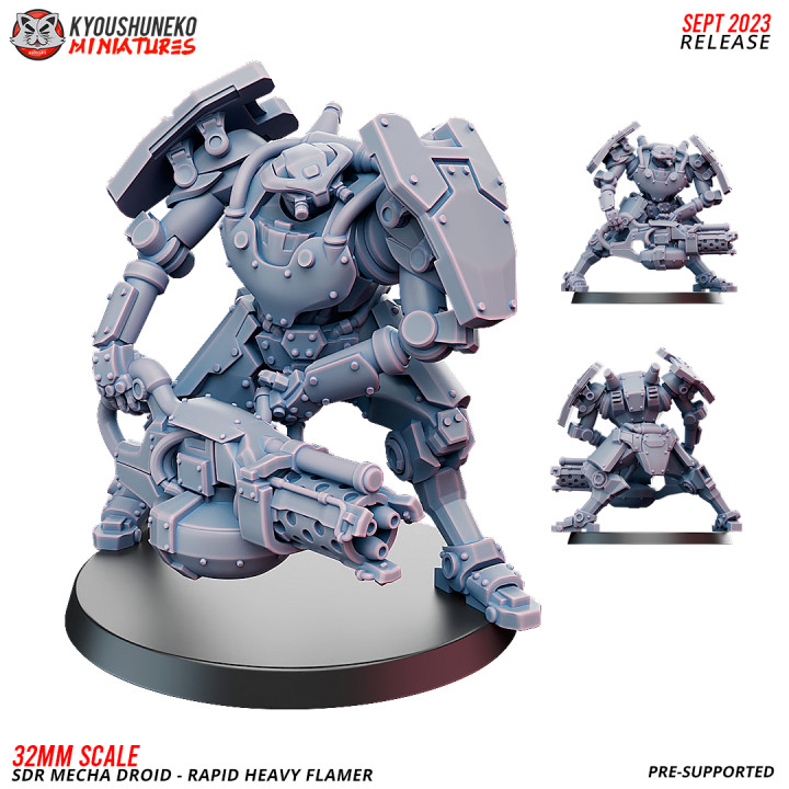 3D Printable SDR Mecha Droid Rapid Heavy Flamer by Kyoushuneko Miniatures