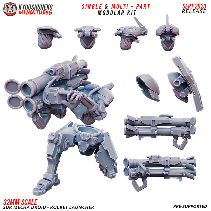 3D Printable SDR Mecha Droid Rocket Launcher by Kyoushuneko Miniatures