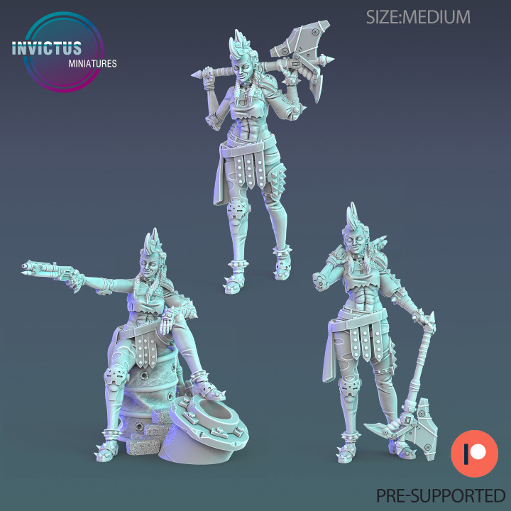 3D Printable Mad Punk Girl Set / Space Warrior / Female Alien Villager ...