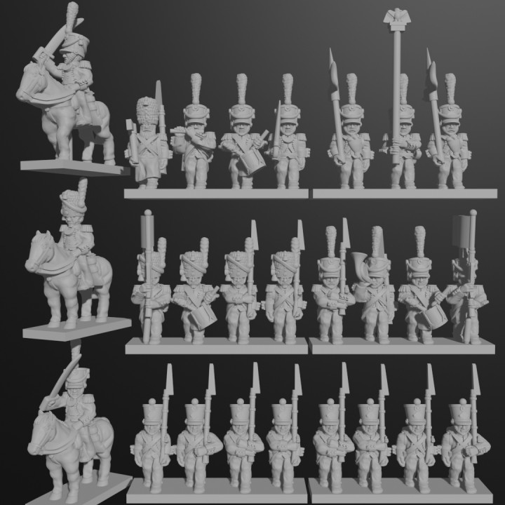 3D Printable 6-15mm French Line Infantry in Pre-Bardin Uniforms (1808 ...
