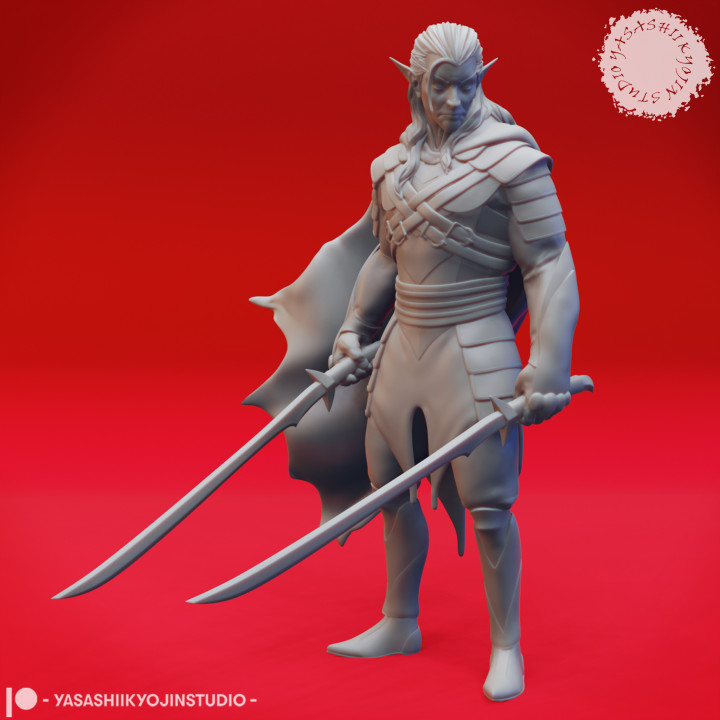 3D Printable Drow Pair - Tabletop Miniatures by YKS Miniatures