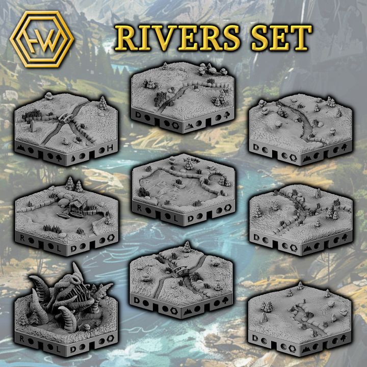 3D Printable Rivers Set by Hexworld