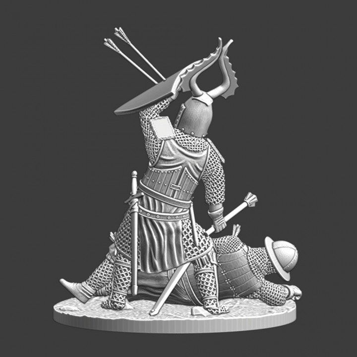 3D Printable Medieval Knight protecting wounded sergeant by Northern ...