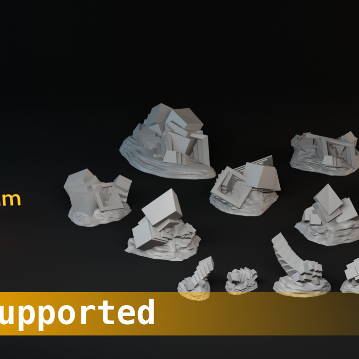 3D Printable Crystal Quad style Formation Set B by WombArt