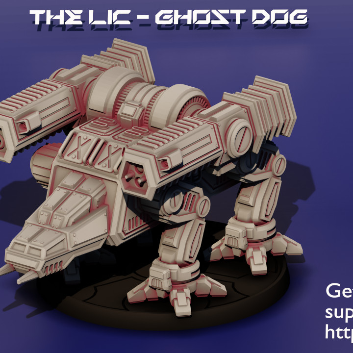 3D Printable LIC - Ghost Dog Heavy Mech by The Lelanian Industrial Complex