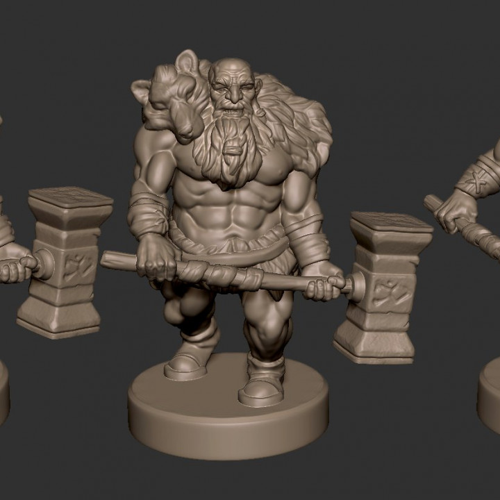 3D Printable Dwarf Barbarian with Hammer by Monster Atlas