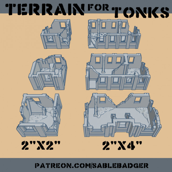 3D Printable Tanks, Terrain and Tokens for TONKS! by brander roullett