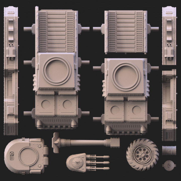 3D Printable Explorator LandShark and Remora Scout Car by Apex Tabletop