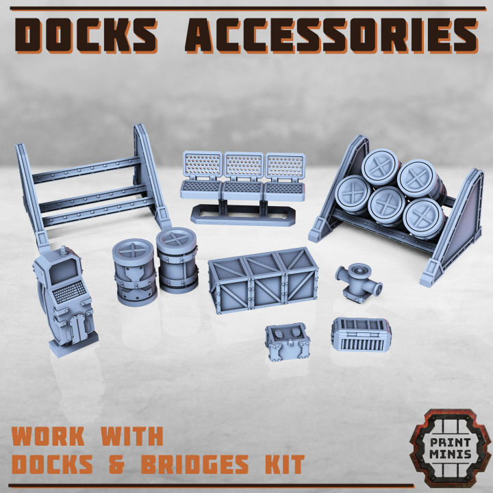 3D Printable Docks Accessories by Print Minis
