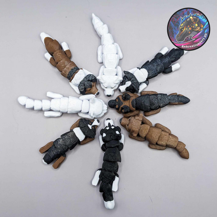 3D Printable Baby Dog and Cat Flexi Keychains (Set of 8) by Kirsten M