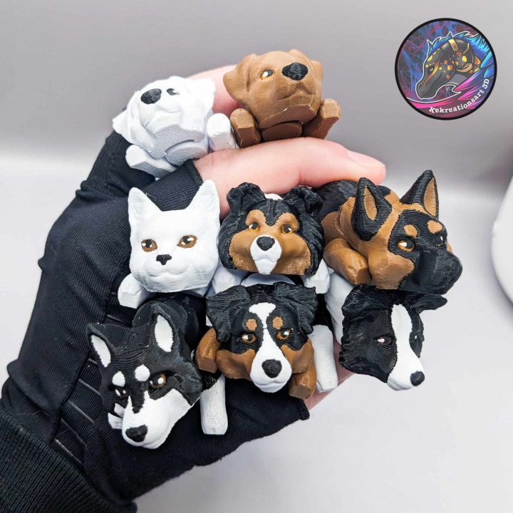 3D Printable Baby Dog and Cat Flexi Keychains (Set of 8) by Kirsten M