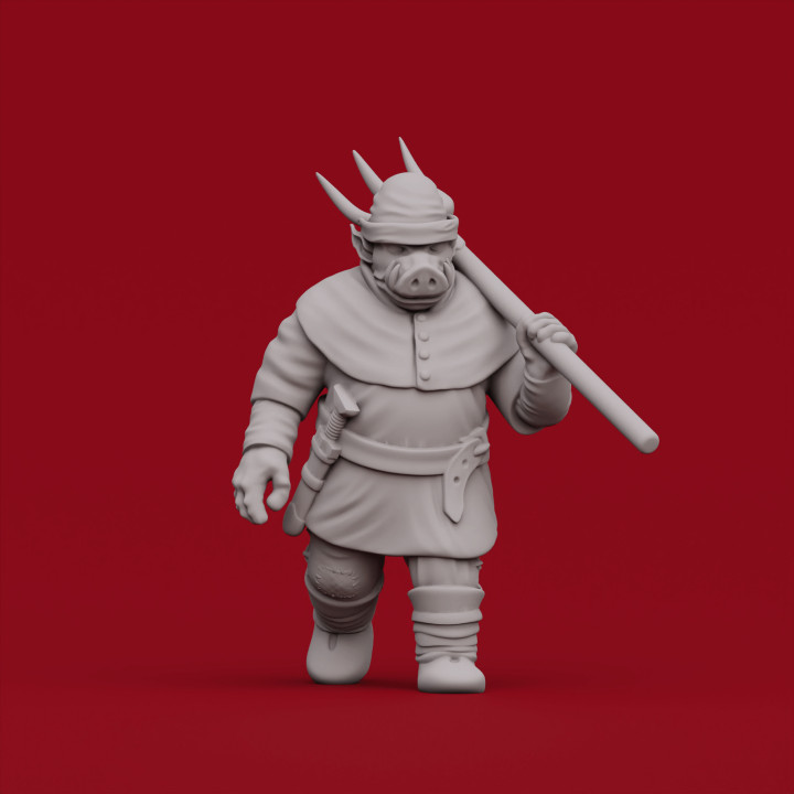 3D Printable Pig Orc Villagers by vector.miniatures