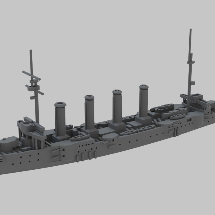 3D Printable WW1 Royal Navy Drake class armoured cruiser by Lee McColl