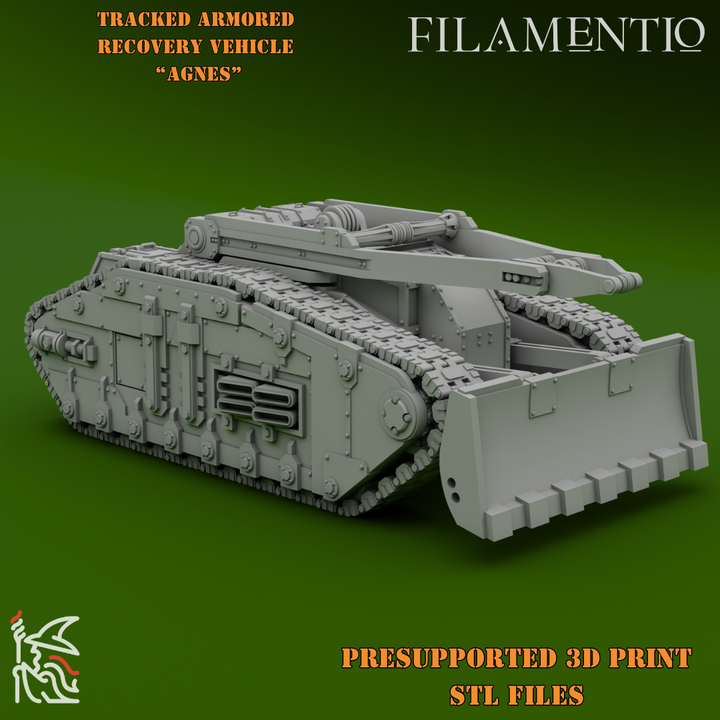 3D Printable Tracked Armored Recovery Vehicle "Agnes" by Filamentio