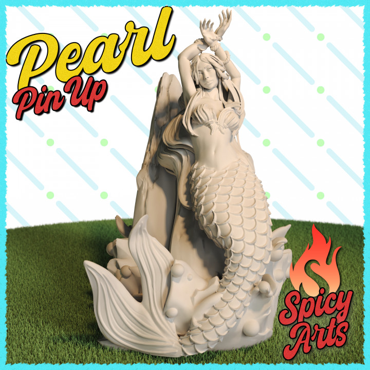 3D Printable Pearl - (SFW) Mermaid Pose 3 Seaweed Bra by Spicy Arts