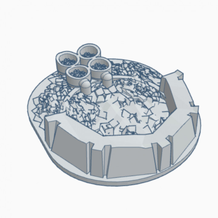 3D Printable Destroyed Mech Bunker with Coolant Pool MilD013 by Wargame ...