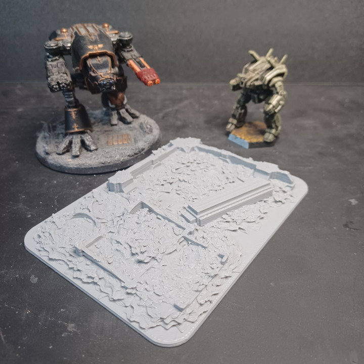3D Printable Destroyed Mech Garage MilD021 by Wargame Forge