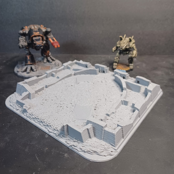 3D Printable Destroyed Hardened Mech Factory MilD023 by Wargame Forge