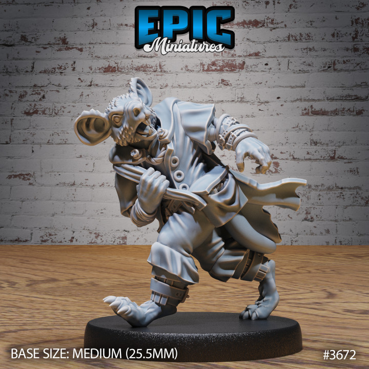 3D Printable Mice Folk Raider Fleeing / Rat Warrior / Mouse Fighter ...