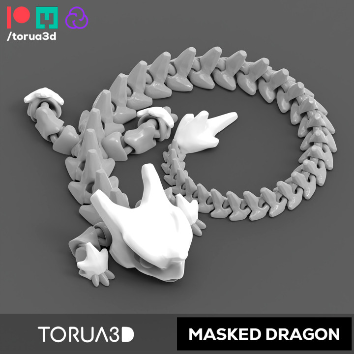 3d Printable Articulated Dragon 011 Stl File No Supports Print In Place By Torua3d