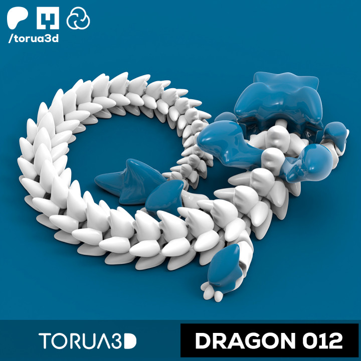 3D Printable Articulated Dragon 012 - File STL - No supports - Print in place by Torua3D