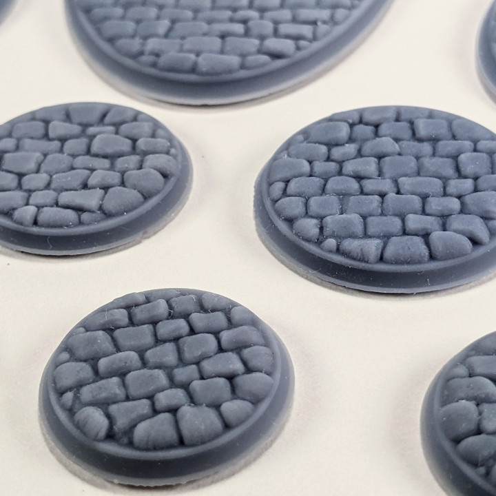 3D Printable 33 Piece Cobblestone Base Set by Custom Miniature Maker