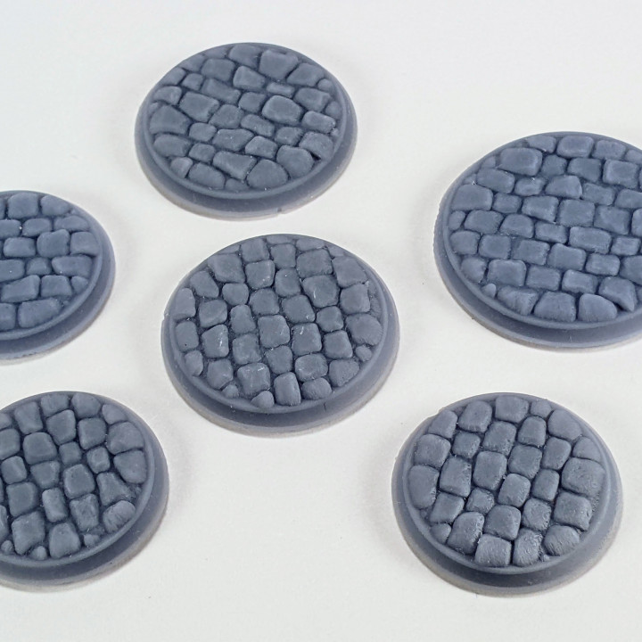 3D Printable 33 Piece Cobblestone Base Set by Custom Miniature Maker