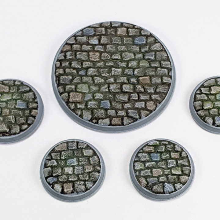 3D Printable 33 Piece Cobblestone Base Set by Custom Miniature Maker
