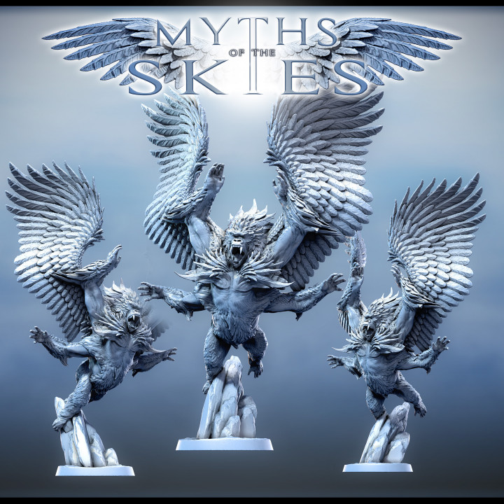 3D Printable Girallon Winged (Pose 1 of 3) by Mini Monster Mayhem