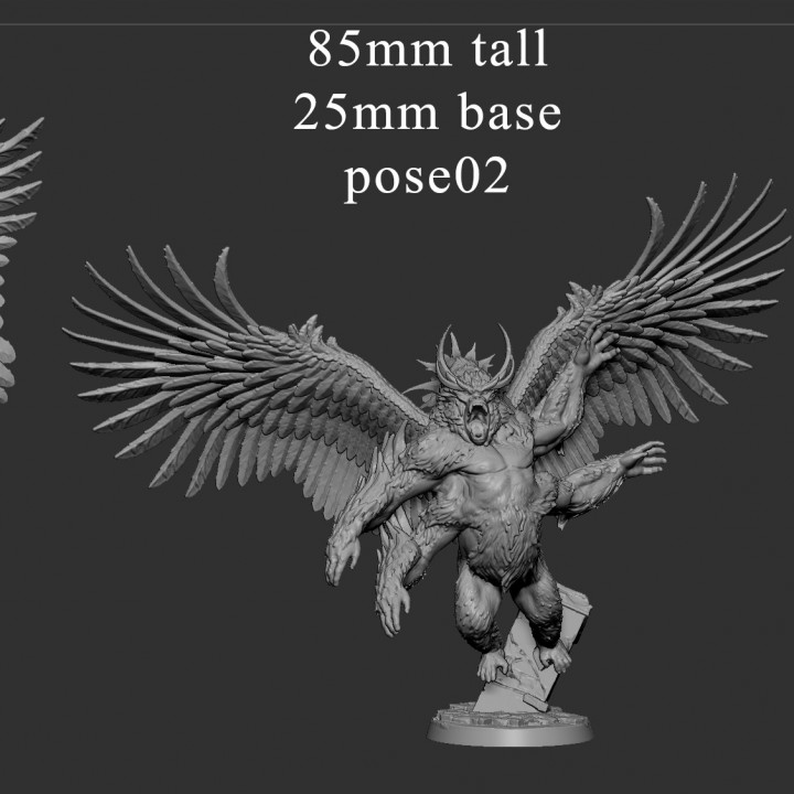 3D Printable Girallon Winged (Pose 2 of 3) by Mini Monster Mayhem