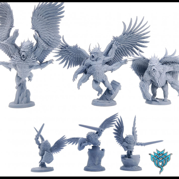3D Printable Girallon Winged (All 3 poses) by Mini Monster Mayhem