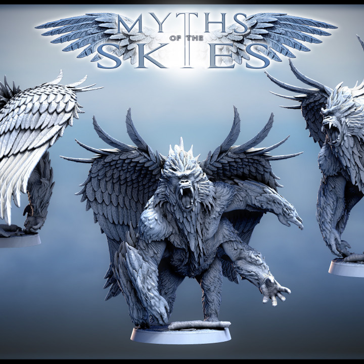 3D Printable Girallon Winged (All 3 poses) by Mini Monster Mayhem