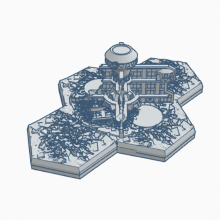 3D Printable Ruined Mech Lance Hangar Hex Map Scale HMSMilR014 by ...