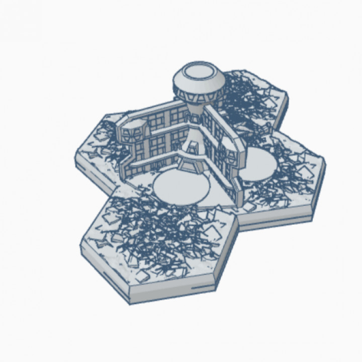 3D Printable Ruined Mech Lance Hangar Hex Map Scale HMSMilR014 by ...