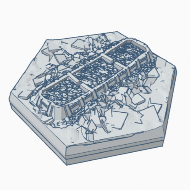 3D Printable Destroyed Armored Military Bunker Hex Map Scale HMSMilD005 ...