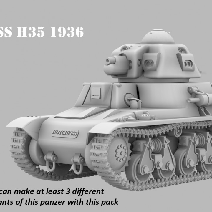 3D Printable Hotchkiss H35, 3 possible variants by Counlane Models