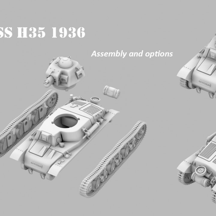 3D Printable Hotchkiss H35, 3 possible variants by Counlane Models